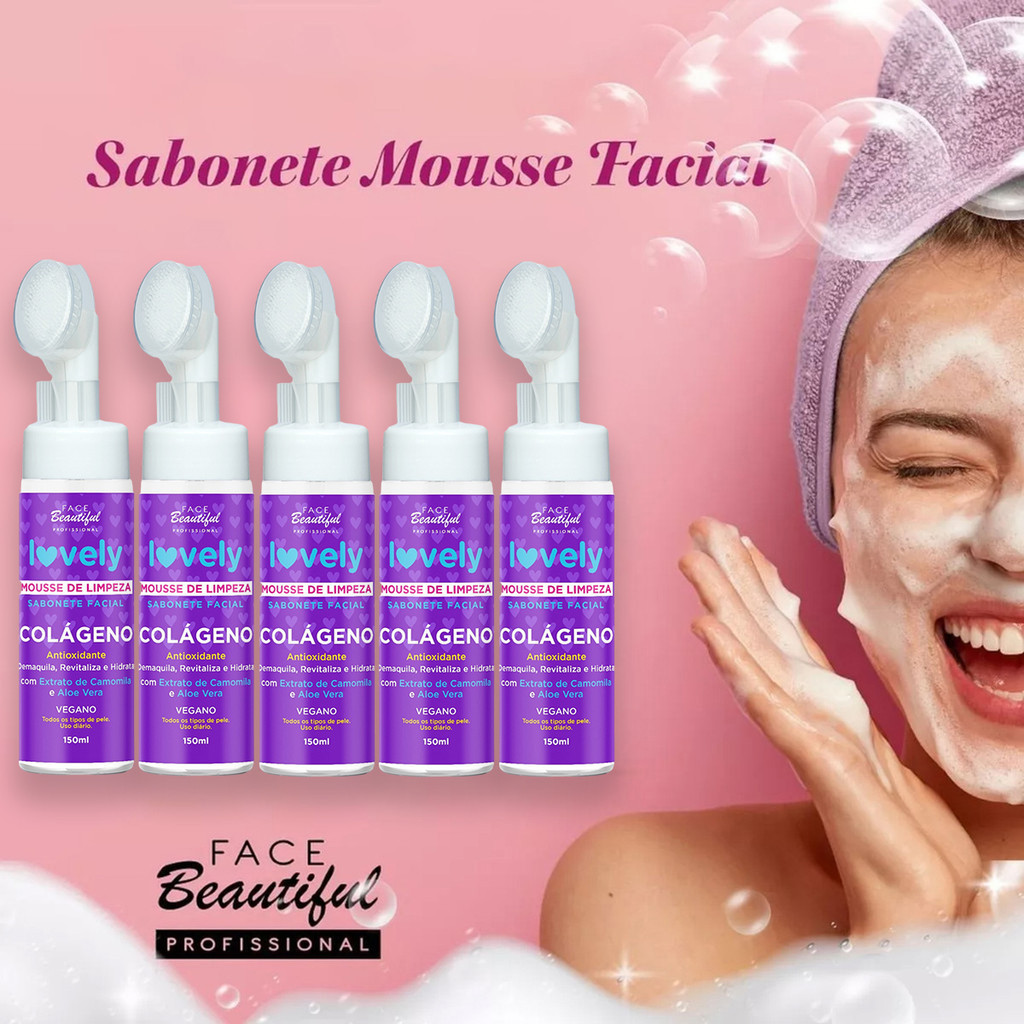 Kit 05 Unidades Mousse de Limpeza Facial Face Beautiful | Shopee Brasil
