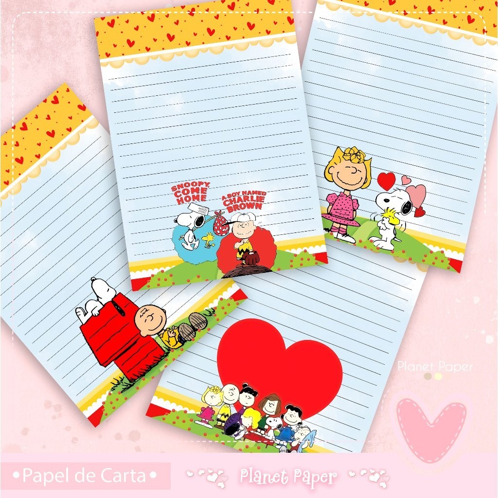 Papéis de Carta Snoopy (4 Modelos) | Shopee Brasil
