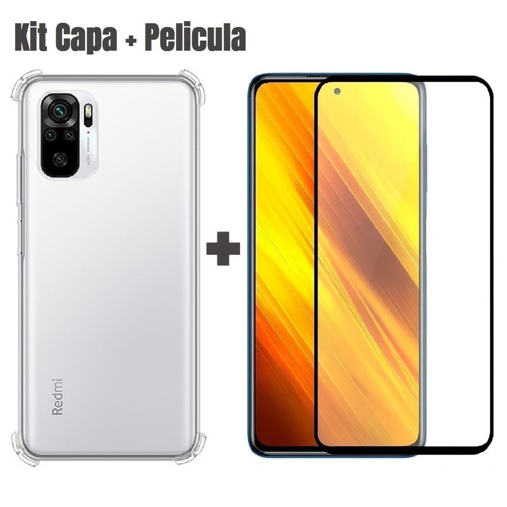 Kit Capa Capinha Transparente Anti Impacto Tpu + Película 3D Para Xiaomi MI Note12C Note8 Note9 ...
