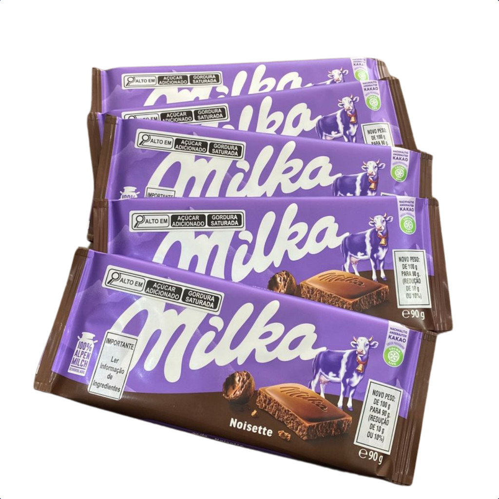 5 barras de chocolate importado milka com sabor de nutela | Shopee Brasil