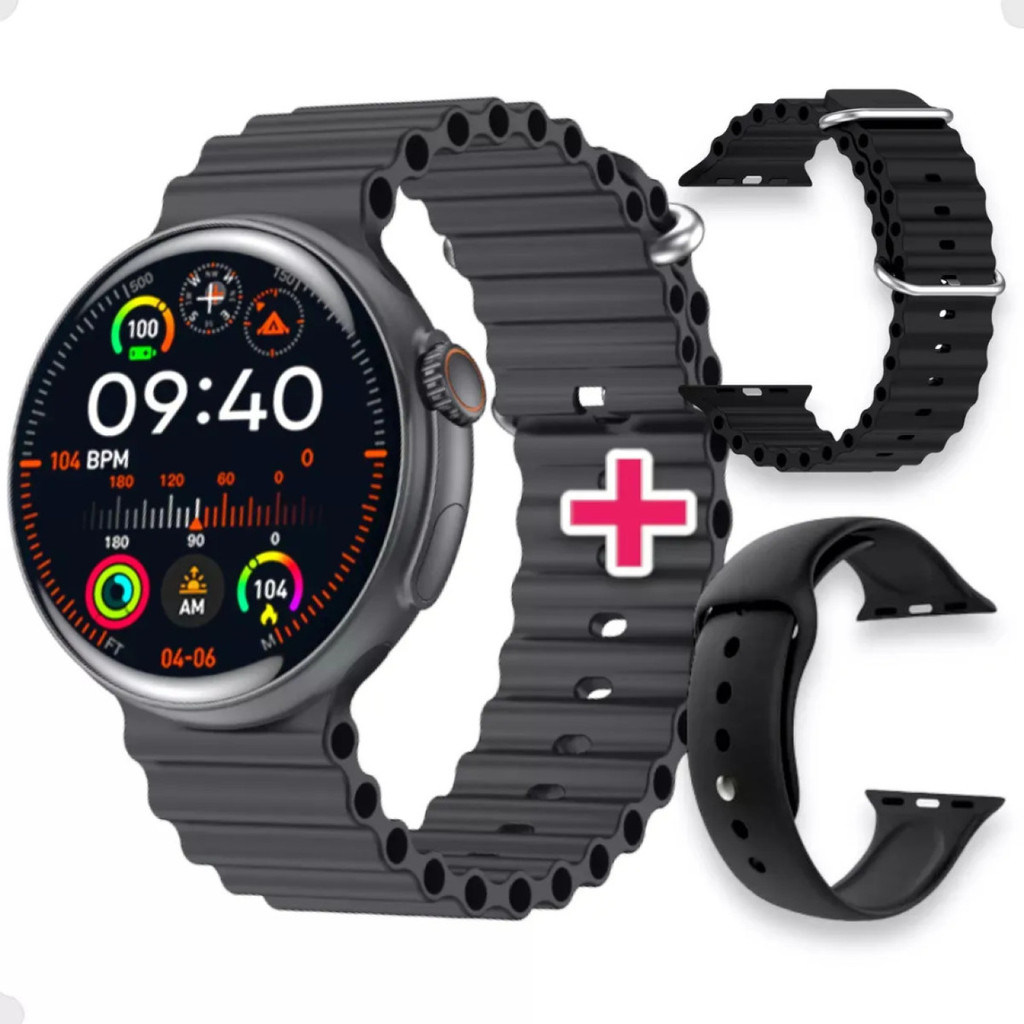 Smartwatch Ultra 10 Pro Gps Nfc Ligaçao Tela Amoled + Brinde 2 ...