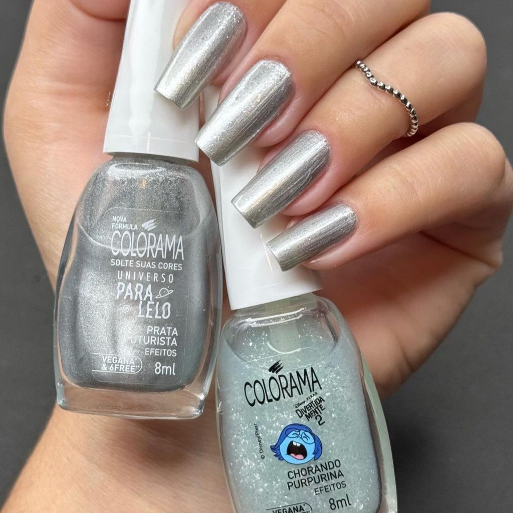 Kit 2 Esmalte Colorama Prata Futurista e Chorando Purpurina Divertidamente | Shopee Brasil