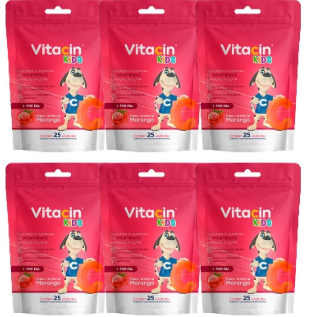 Kit c/ 6x Suplemento Vitamina C 25un - Vitacin Kids | Shopee Brasil