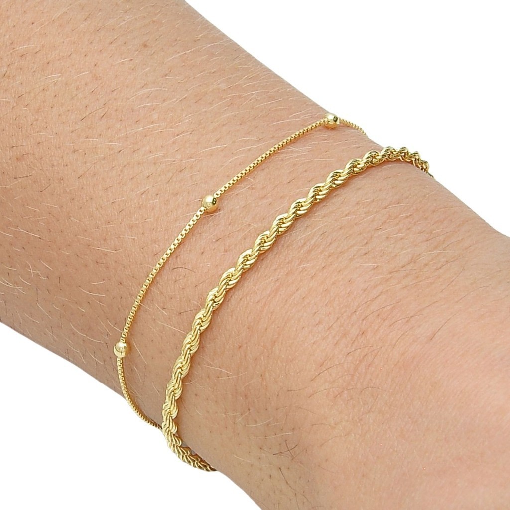 Kit Mix Pulseira Feminina Dourada Banhada A Ouro Pulseira | Shopee Brasil