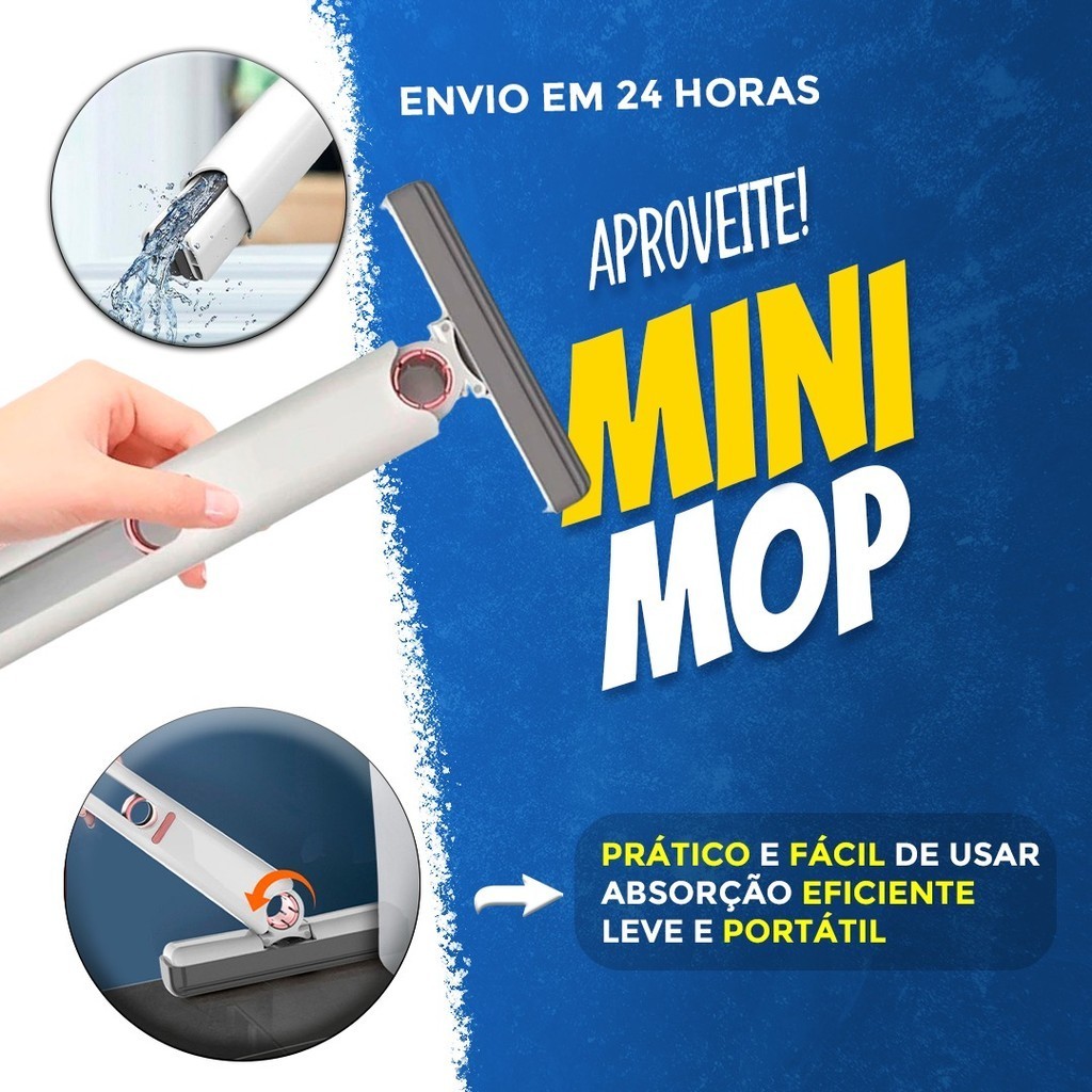 Mini Mop Rodinho Esfregão De Limpeza Dobrável Leve Absorve Líquidos ...