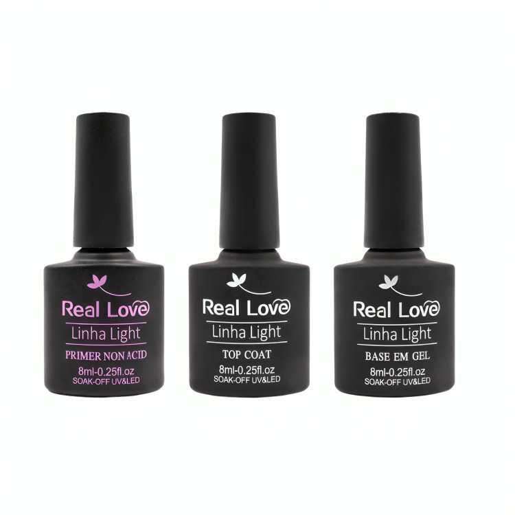 Kit 3 Preparadores-Primer-Top Coat-Base em Gel-Real Love | Shopee Brasil