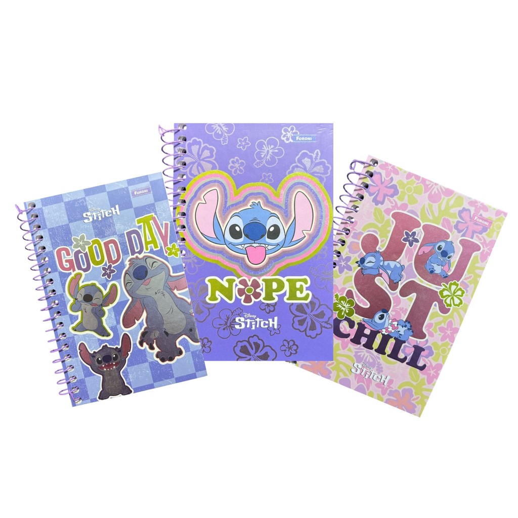 Caderneta Espiral Capa Dura 1/8 96F Stitch Foroni Escolar | Shopee Brasil
