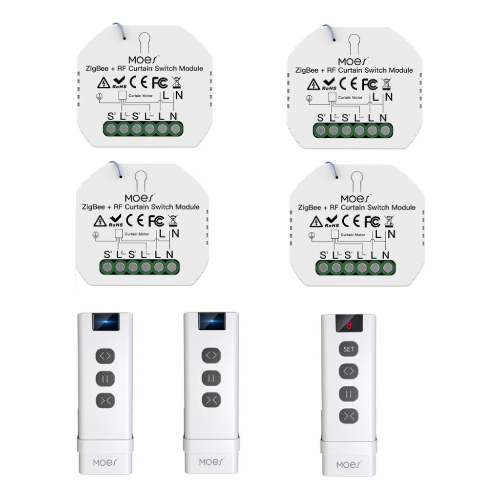 Kit 4 Controladores Cortina Zigbee Rf + 2 Cont S + 1 Cont 9c | Shopee ...