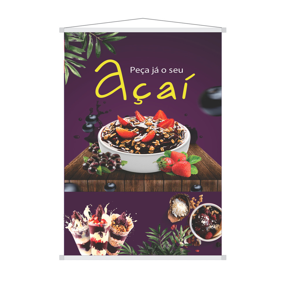 Banner Açaí Placa Faixa Açaí 70x100cm PROPAGANDA | Shopee Brasil