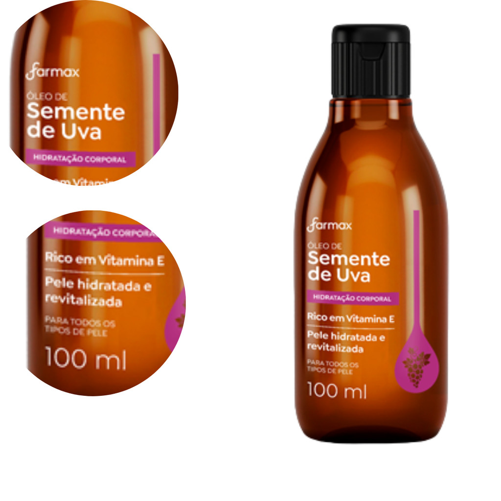 Óleo Corporal e Capilar Semente de Uva Farmax Hidratação Intensa ...