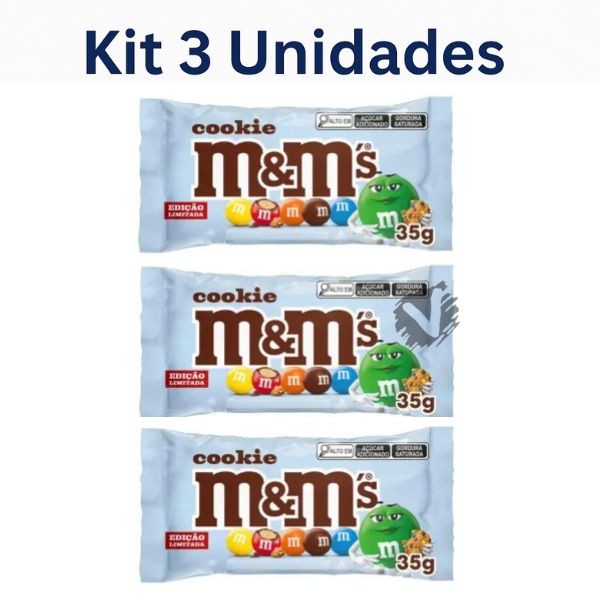 Kit 3 Confeito de Chocolate M&M's Cookie 35g MM MMs Cookies Mars | Shopee Brasil