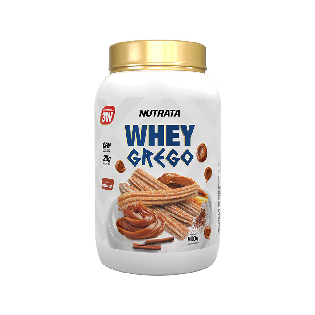 Whey Protein 3W Whey Grego Sabor Churros Pote 900g Nutrata | Shopee Brasil