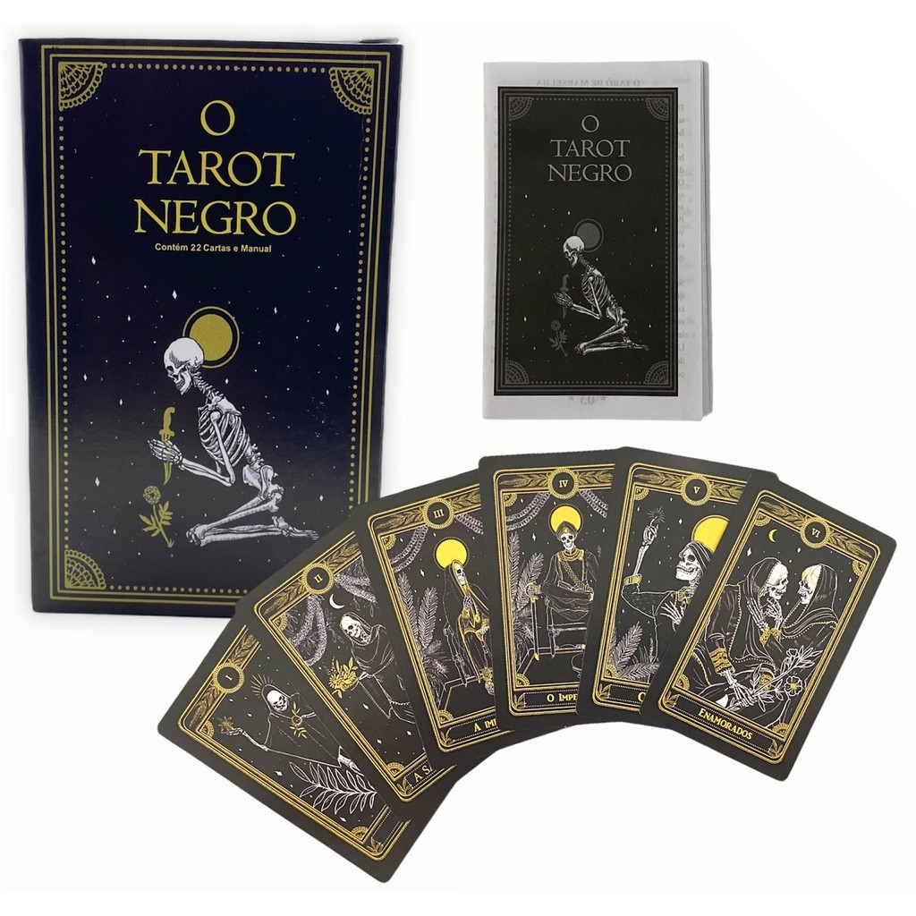 Tarot Negro Marselha - Baralho de 22 Cartas com Manual | Shopee Brasil