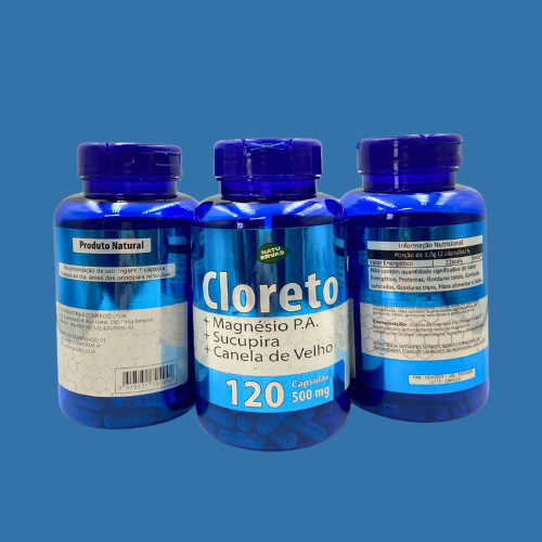 2X cloreto de magnésio PA com sucupira e canela de velho 100% natural - 120 capsulas de 500 mg ...