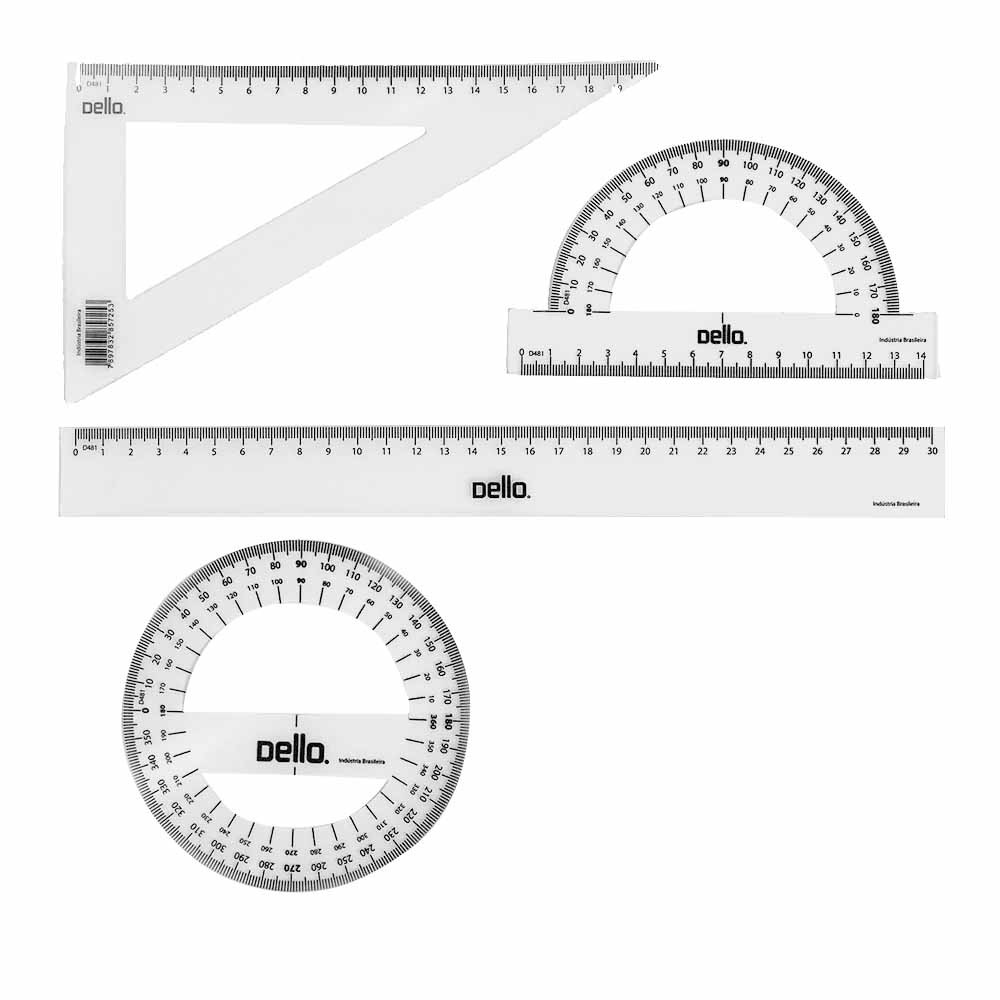 Kit Escolar Regua Redonda Lua Triangulo 2º Grau Plástico 4 Peças ...