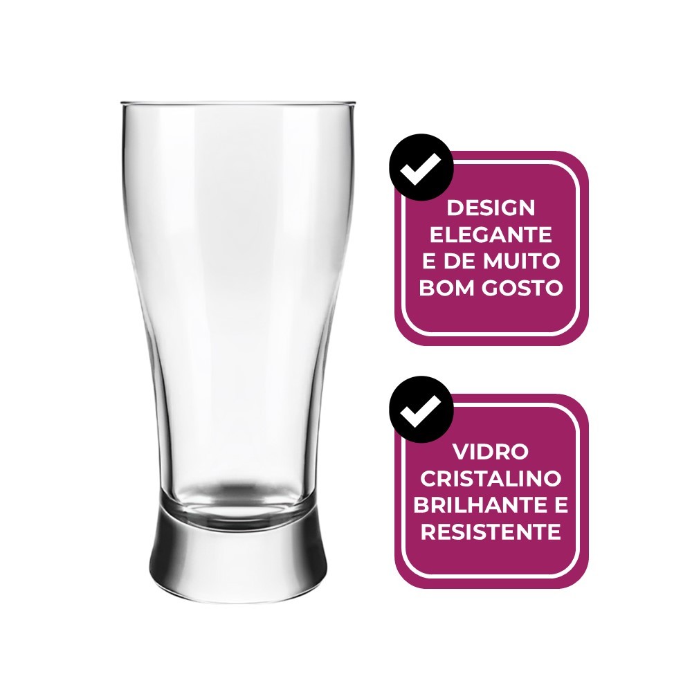 Jogo 8 Copo de Cerveja Chopp de Vidro Tulipa Bar Restaurante 315ml Em Casa Tem | Shopee Brasil