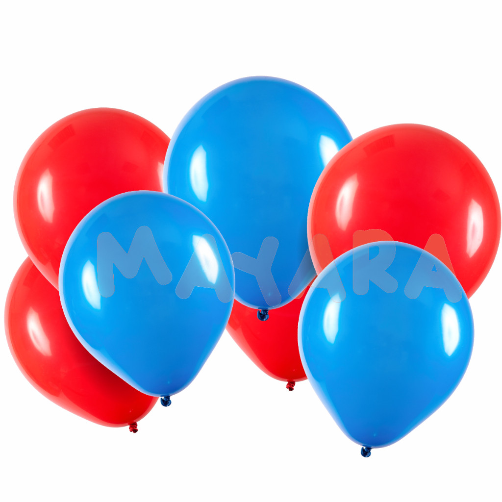 Balão - Bexiga Azul c/ Vermelho Pacote - 50 unidades sortidos | Shopee ...