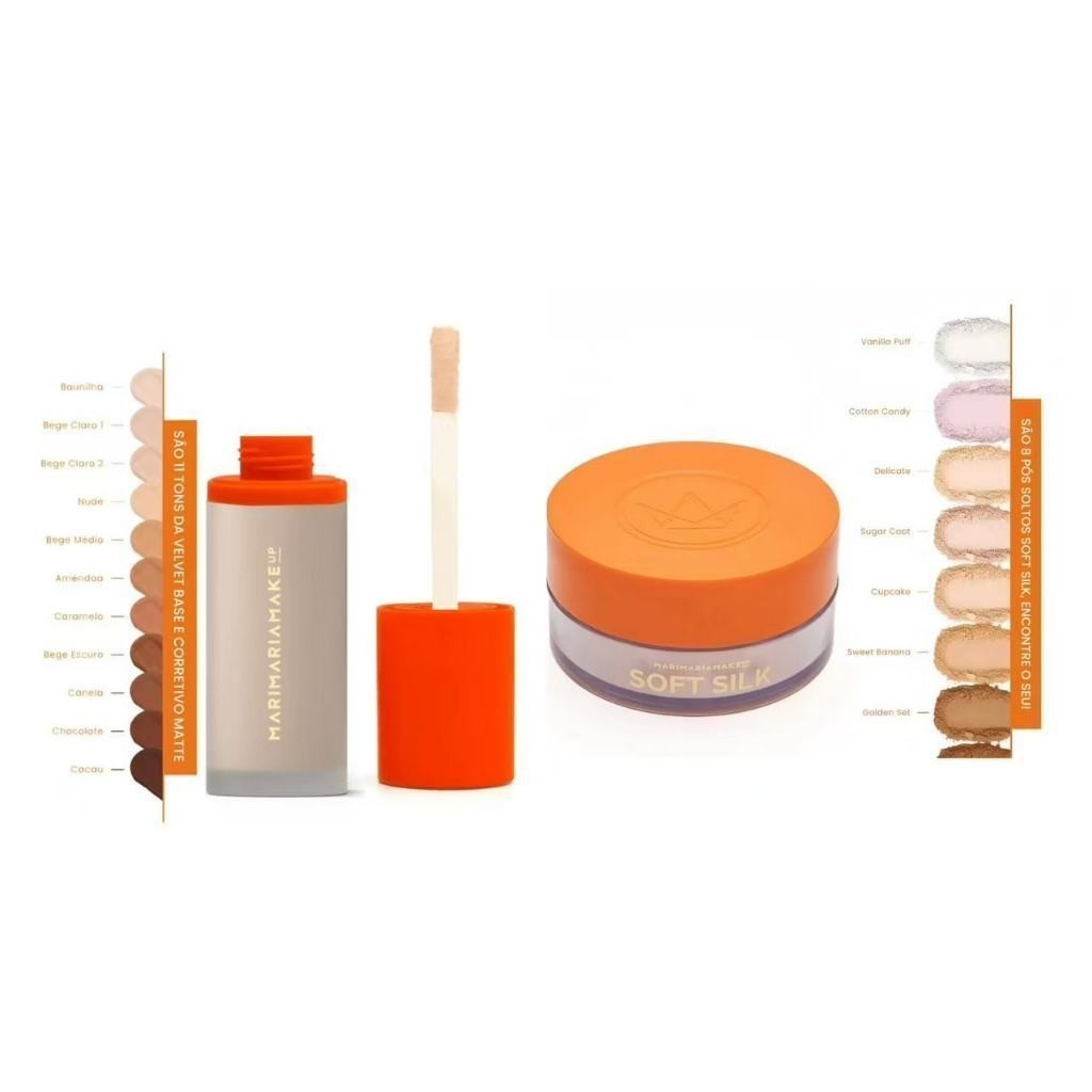 Kit Base E Corretivo Matte Mari Maria Makeup + Pó solto Invisible Silk ...
