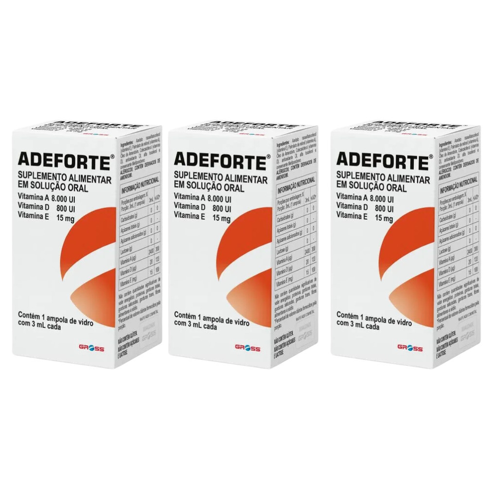 Kit 03 unidades - Adeforte Polivitaminico c/1 ampola de 3ml | Shopee Brasil