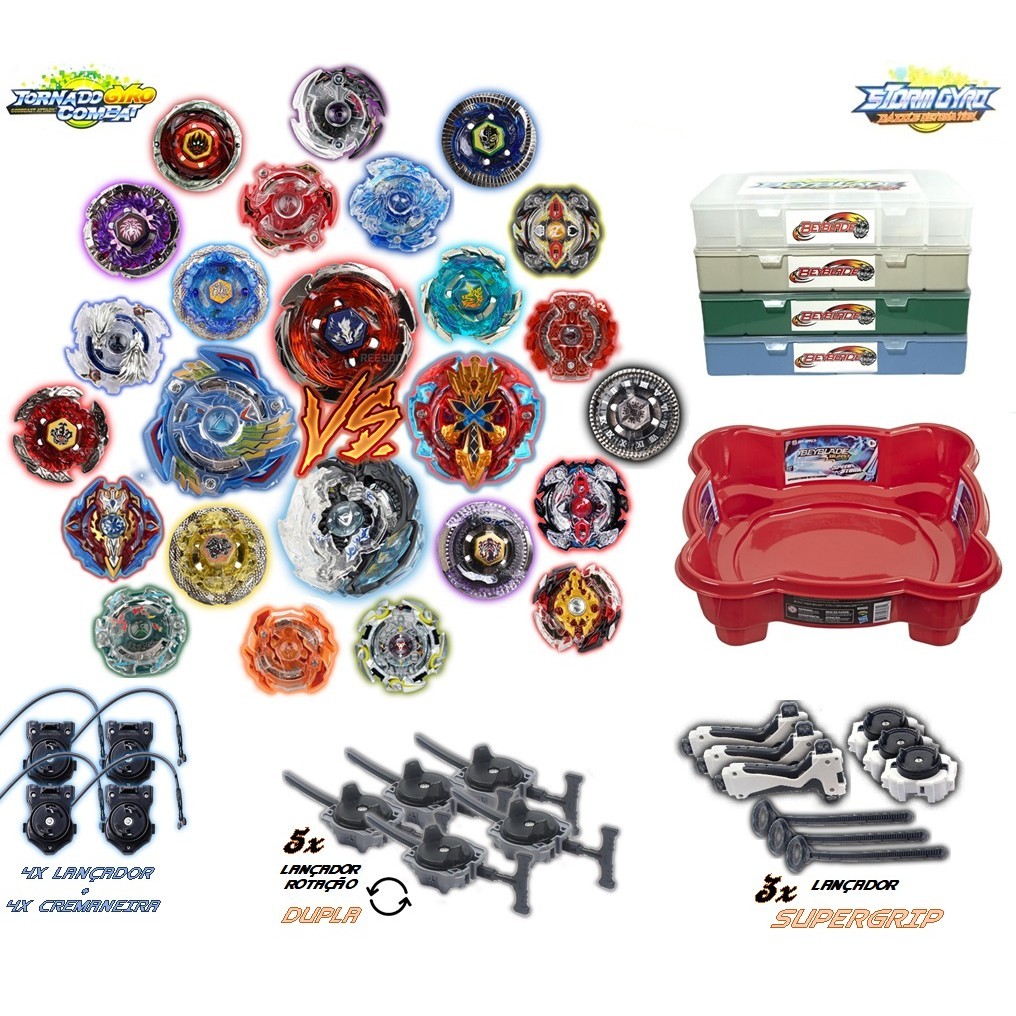 Kit 8 Beyblade Burst + 4 Beyblade Led + Maleta + Arena Beyblade ...