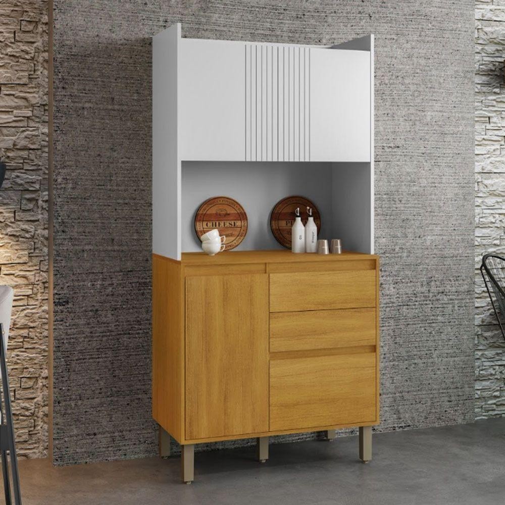 Kit Armário De Cozinha 4 Portas 2 Gavetas Lucca Chf Móveis Cinamomo Com ...