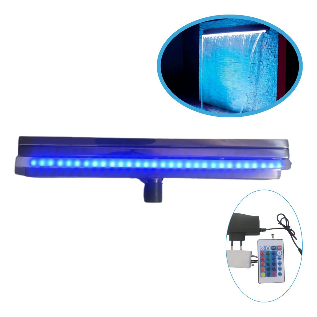 Cascata Para Piscina De Embutir Na Parede Inox 80cm Led Rgb | Shopee Brasil