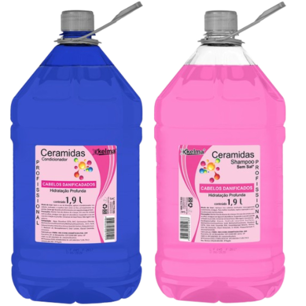 KIT KELMA SHAMPOO + CONDICIONADOR CERAMIDAS 1,9L Nº 5 | Shopee Brasil