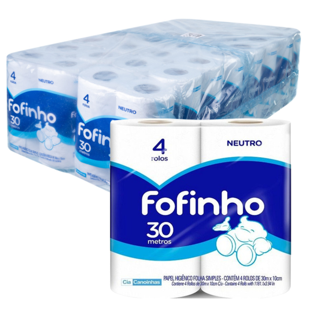 Fardo Papel higiênico Fofinho Neutro 30mts Total 64 Rolos | Shopee Brasil