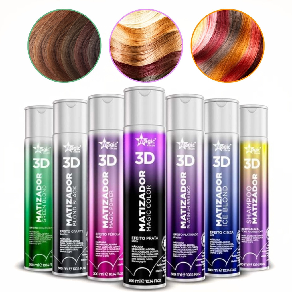 MAGIC COLOR 3D Gloss Matizador 300ml Efeitos Ruivo Loiro Moreno ...