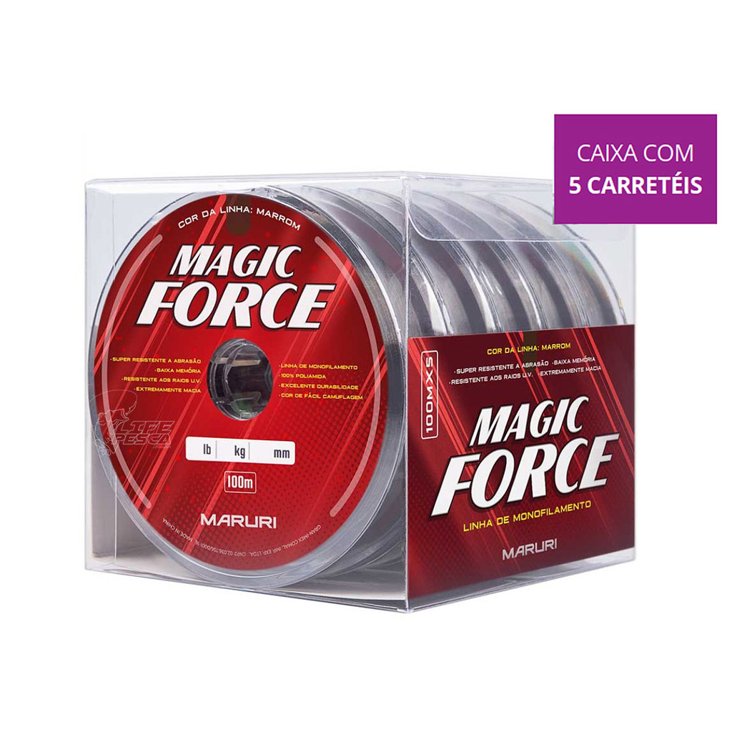 Kit 5 Linhas Monofilamento Maruri Magic Force 0,21mm 9,0lbs/4,10kg - (5x 100 Metros) | Shopee Brasil