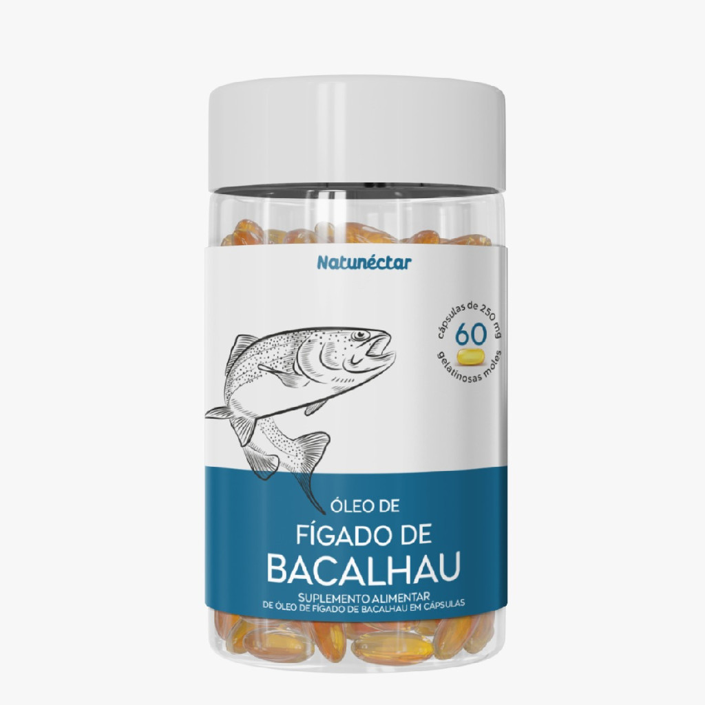 Pote Óleo de Fígado de Bacalhau 60 Cáps Natunéctar Peixe Cod Liver Oil ...