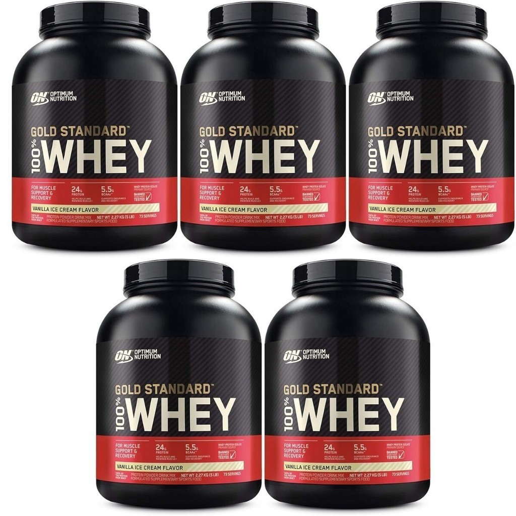 Kit 5 Whey Gold Standard Optimum Nutrition 5LB Baunilha | Shopee Brasil