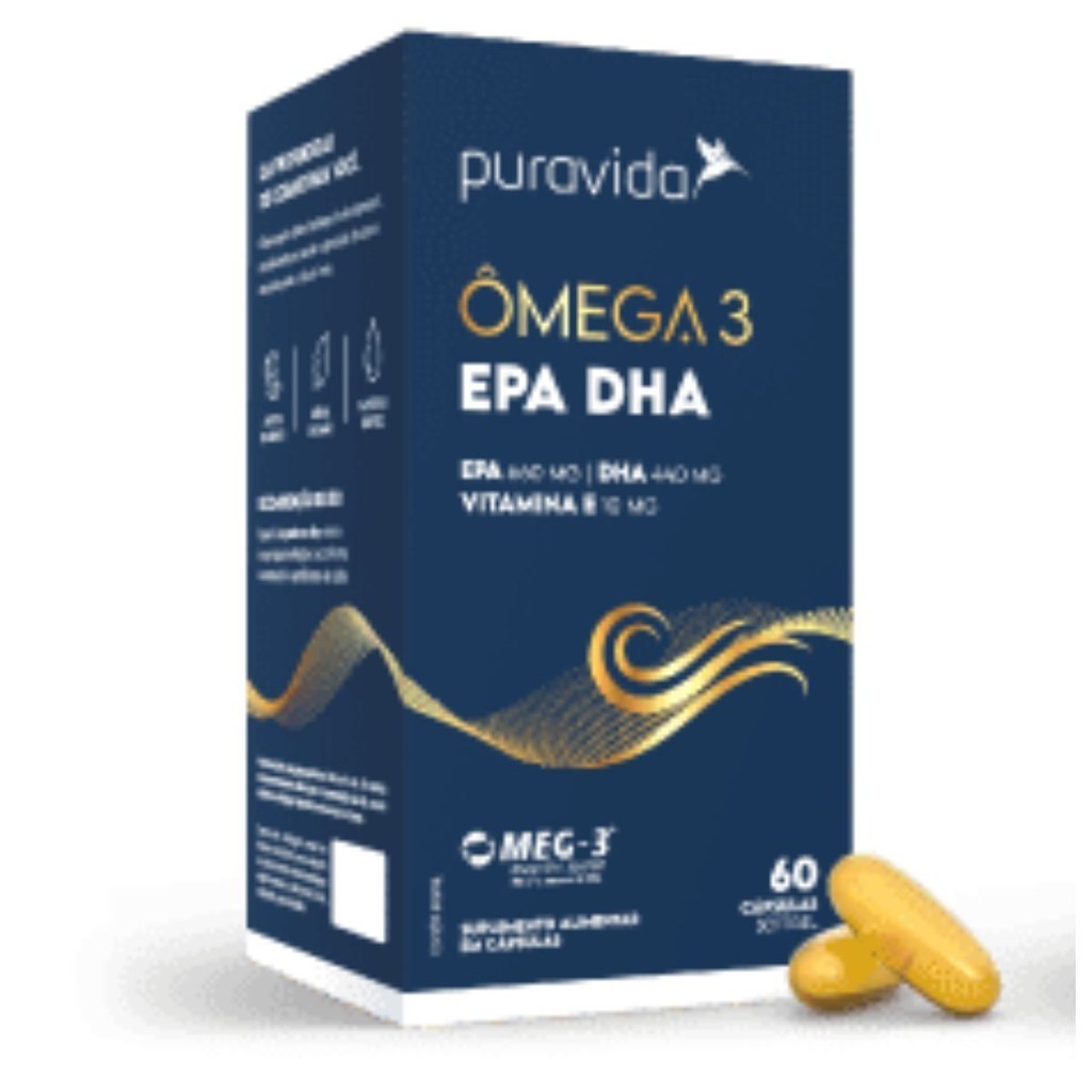 Omega 3 Epa E Dha 60 Capsulas Pura Vida | Shopee Brasil