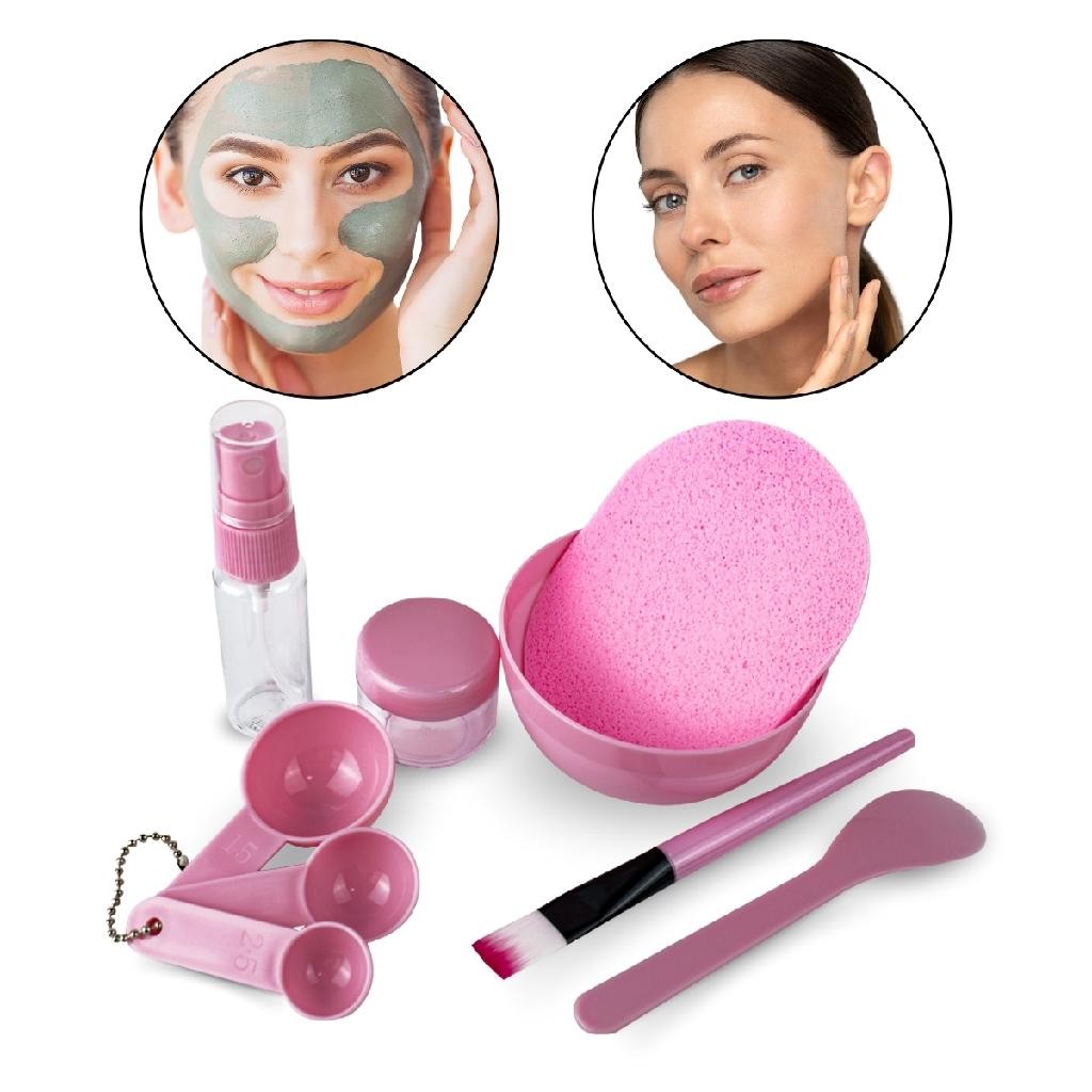 Kit Skin Care Argila Frasco Esponja Espátula Pincel Colher Limpeza de ...