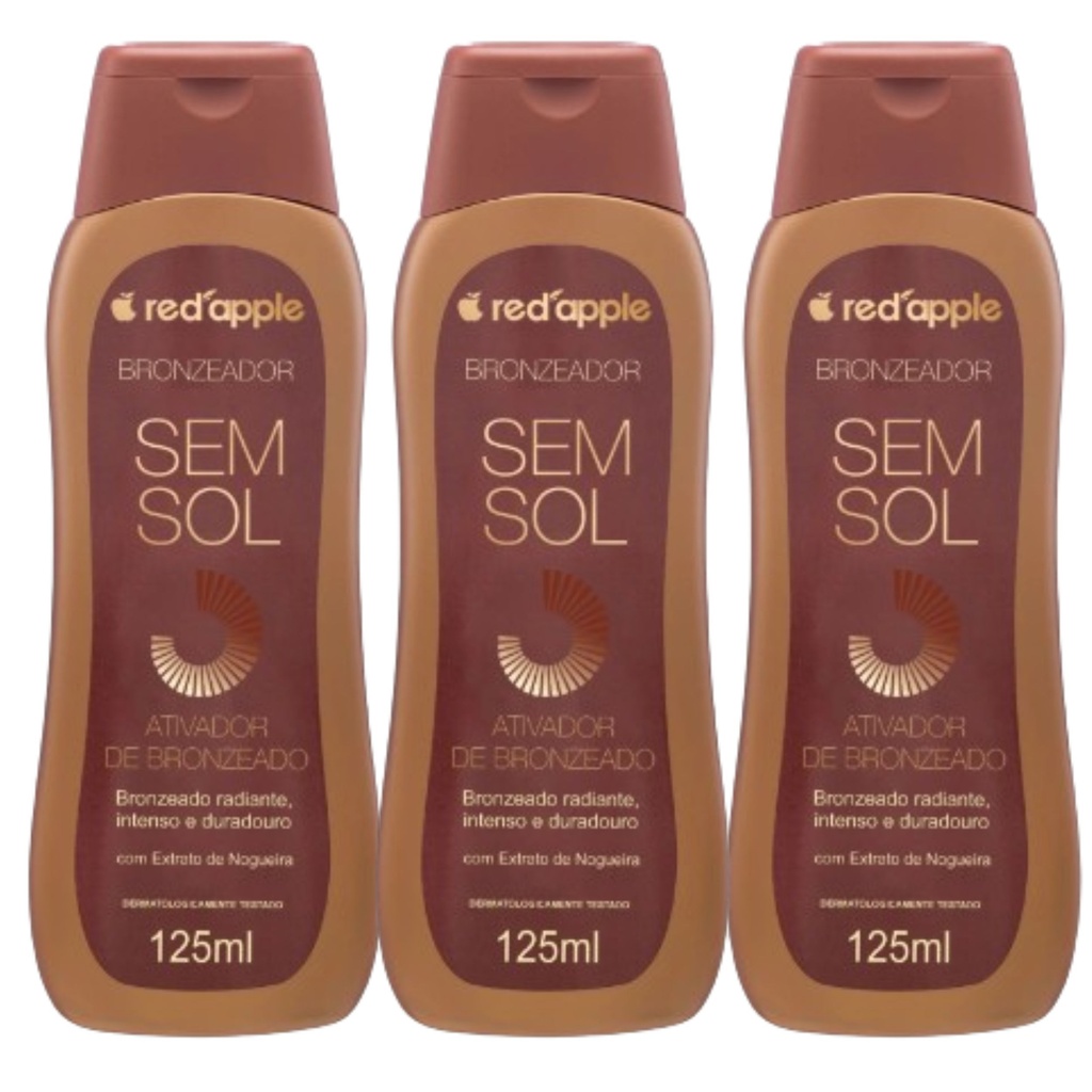 Kit 3 Bronzeador Sem Sol Autobronzeador 125Ml - Red Apple | Shopee Brasil