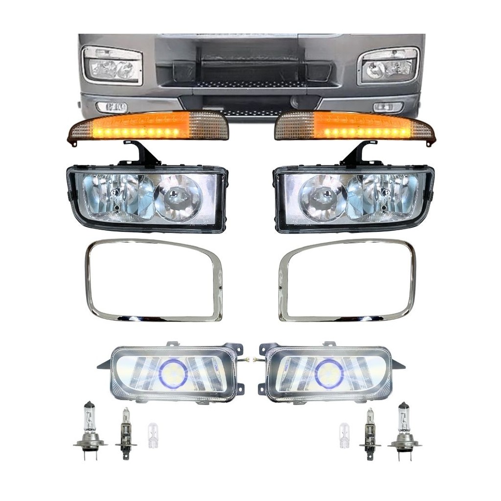 Kit Farol Principal e Milha Pisca e Moldura Para MB Axor LED | Shopee ...
