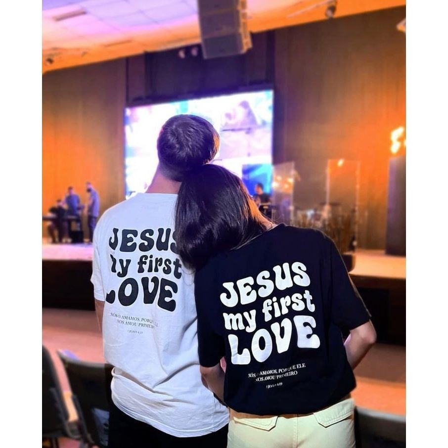 Kit Camiseta Casal Cristão Jesus My First Love Fé Amor e Conexão no ...