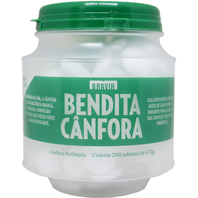 Bendita Cânfora Tablete pote com 200 pedras de 0,75g - Bravir | Shopee ...