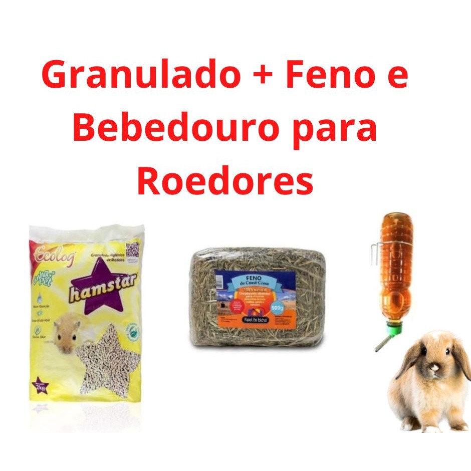 Kit para Roedores Coelho, Hamster Porquinho da Índia com Granulado ...