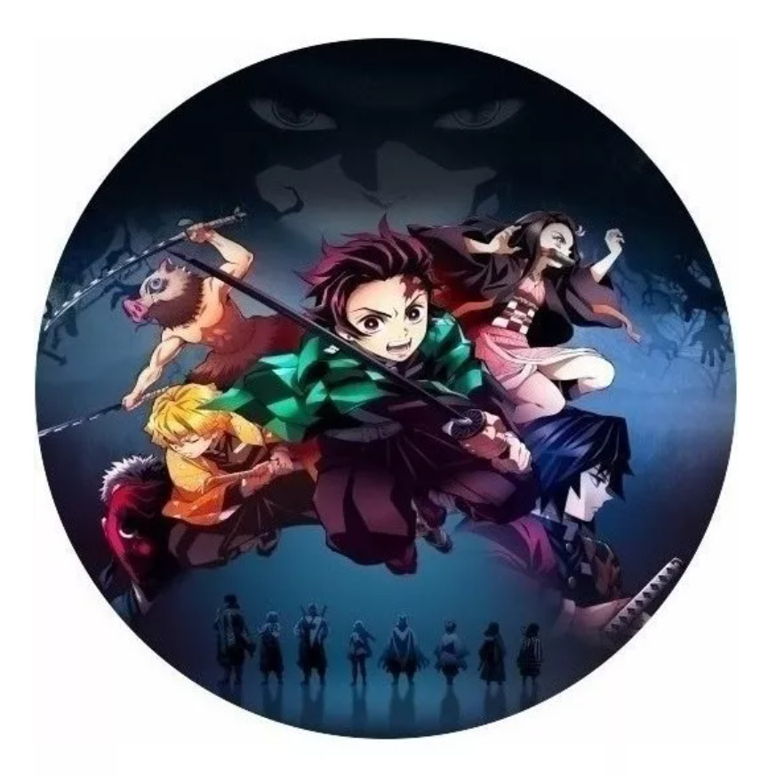Painel Festa Anime D. Slayer Redondo Tecido Sublimado 1,50x1,50 ...