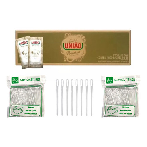 Kit Açucar Sache Uniao Caixa C/ 1000 + Mexedor P/ Cafe 1000 Un | Shopee ...