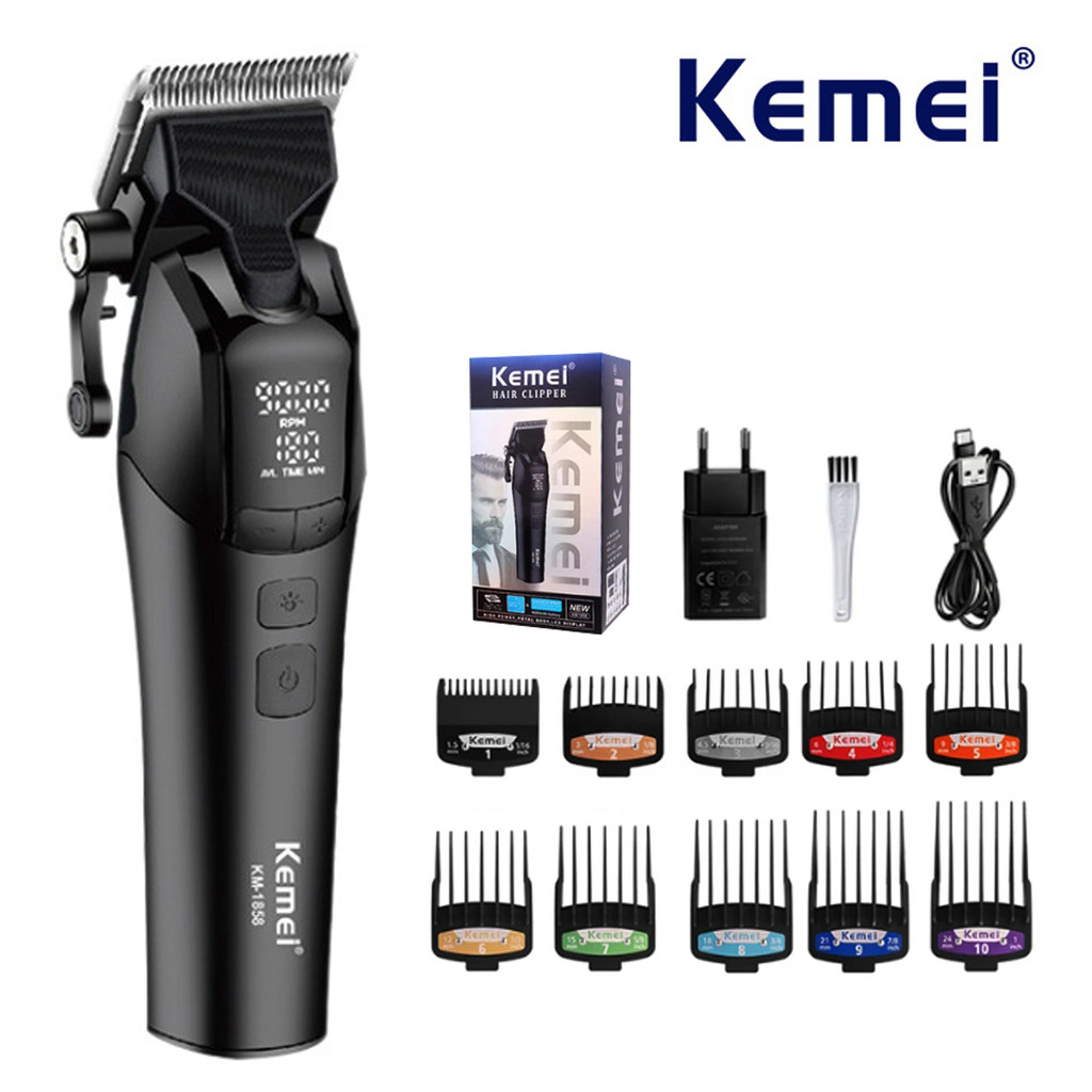 Máquina De Cortar Cabelo Profissional Kemei KM-1858 Para Homens-Corte De Sem Fio Com Lâmina DLC ...
