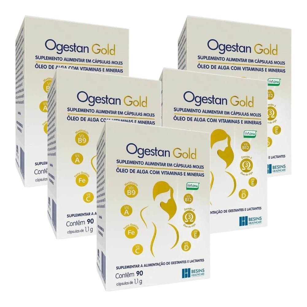 Kit Ogestan Gold Com 5 Caixas De 90 Cápsulas Moles Cada | Shopee Brasil