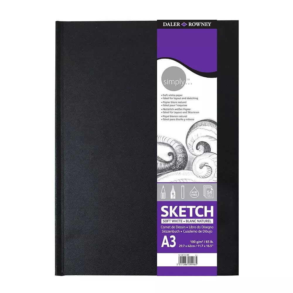 Caderno sketchbook simply soft white a3 54fls daler rowney | Shopee Brasil