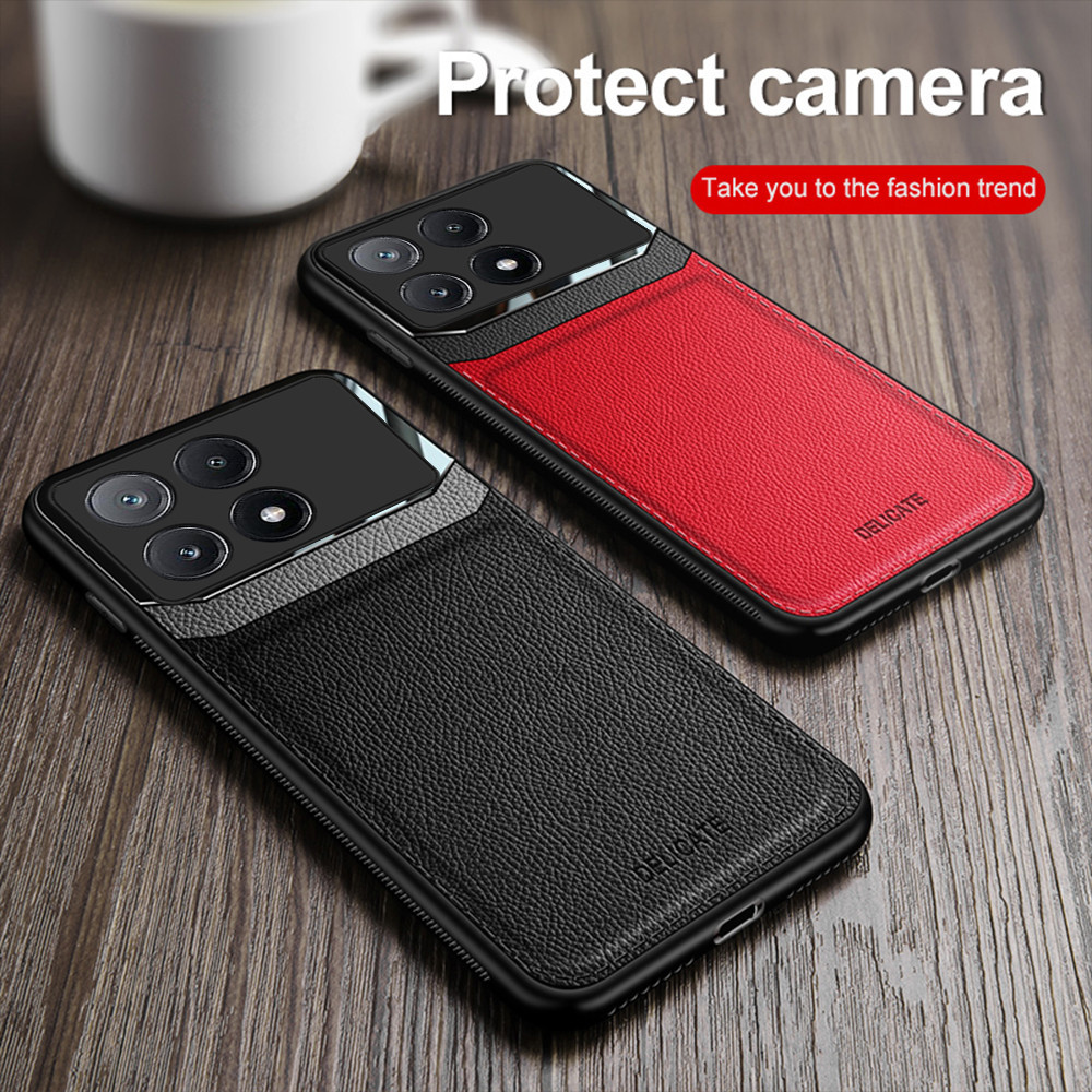 Camera Protect Leather Case For Xiaomi Poco F6 Pro Acrylic Back Cover ...