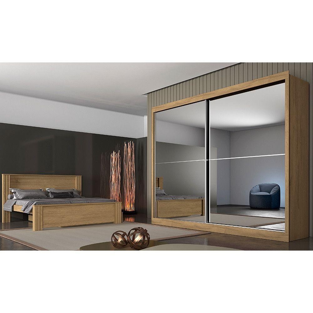 Roupeiro Verona Plus 2 Portas Espelhado Amendoa | Shopee Brasil