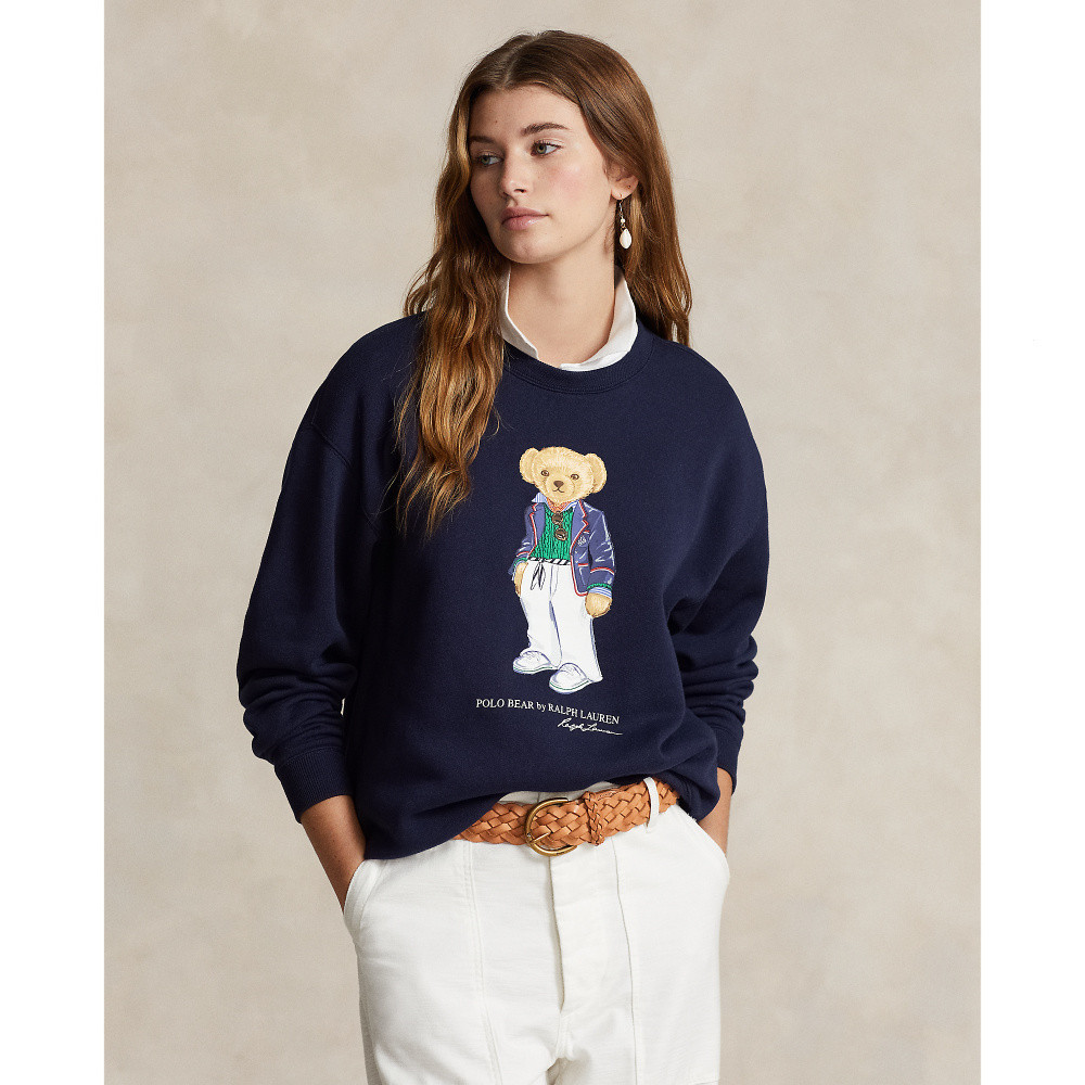 Rl mulheres primavera nova manga longa hoodie versão solta polo urso ...