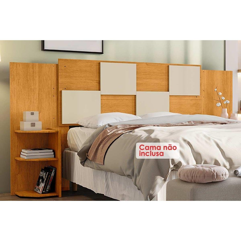 Cabeceira Cama Box Madeirado Cor Cinamomo/Off White Casal/Queen Firenze ...