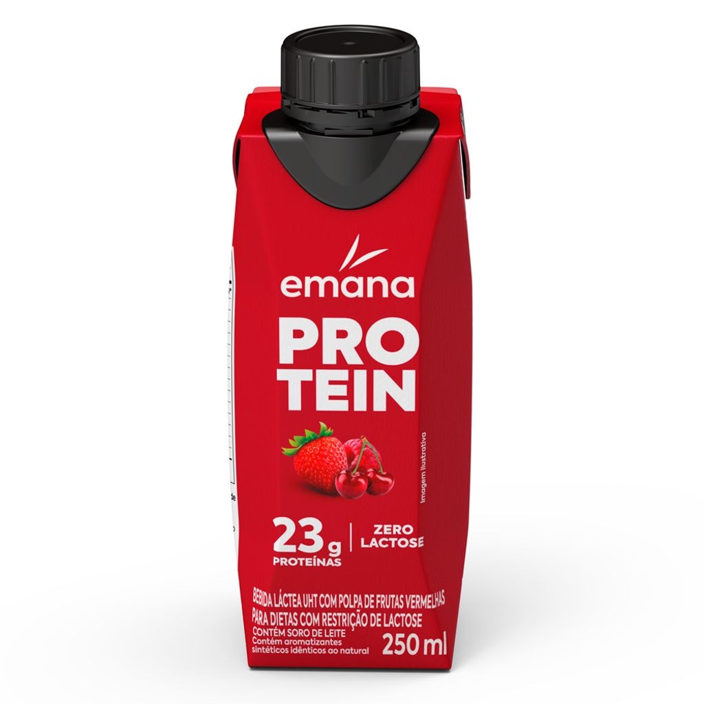 Bebida Láctea Emana Protein Sabor Frutas Vermelhas com 23g de Proteínas ...