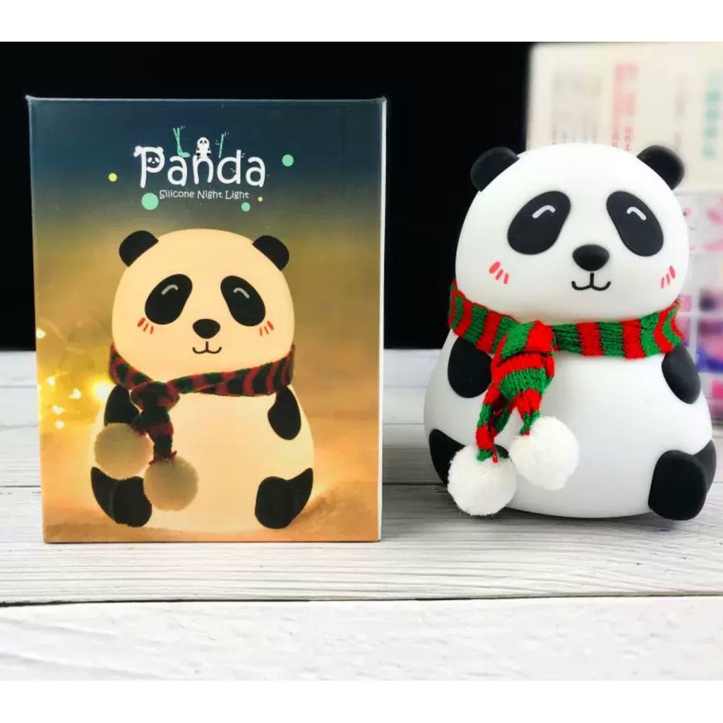 Luminária De Silicone Noturna Sensor De Toque Panda Fofa Recarregável ...